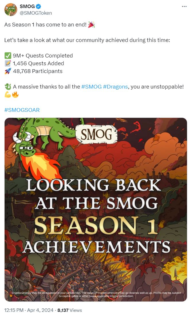 Smog Token Makes Airdrop Payments After 11 Million Quests Completed - InsideBitcoins.com