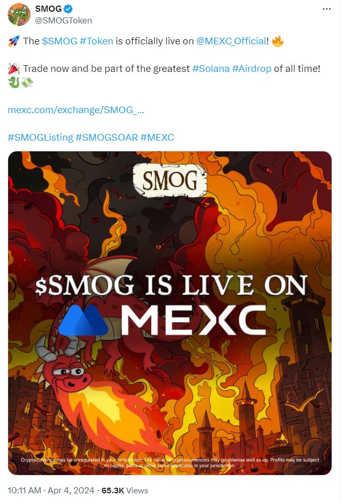 Smog Token Makes Airdrop Payments After 11 Million Quests Completed - InsideBitcoins.com