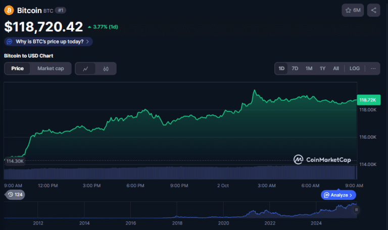 Bitcoin Tops $118K, Meme Coins Soar As Uptober Rally Ignites